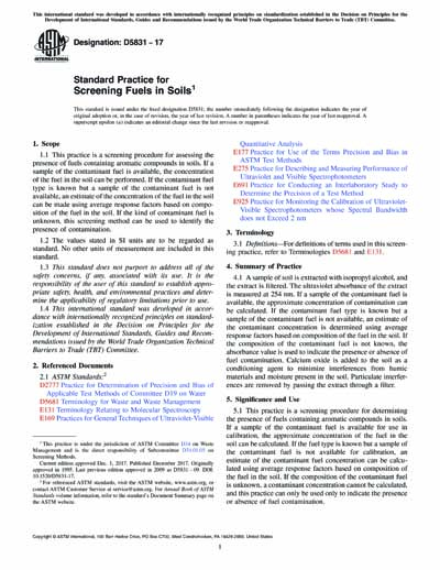 ASTM D5831-17 - Standard Practice for Screening Fuels in Soils