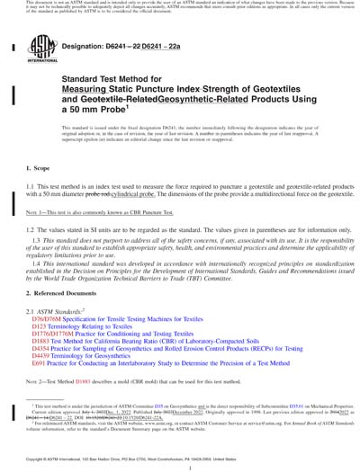 ASTM D6241-22a Red - Standard Test Method for Measuring Static Puncture ...