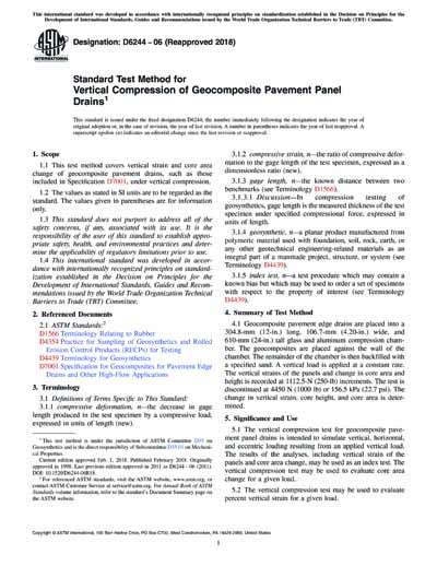 ASTM D6244-06(2018) - Standard Test Method for Vertical Compression of ...