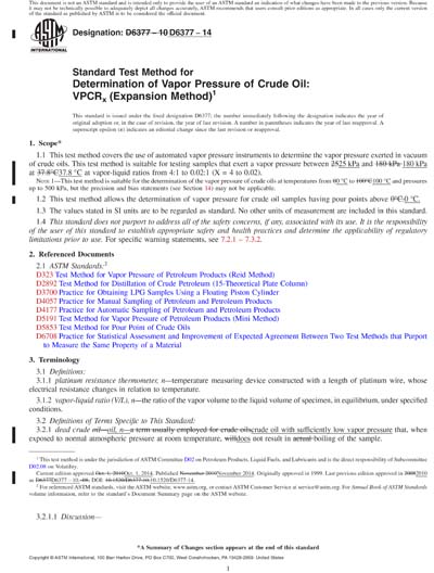 ASTM D6377-14 Red - Standard Test Method for Determination of Vapor ...