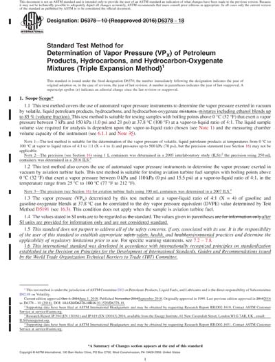 ASTM D6378-18 Red - Standard Test Method for Determination of Vapor ...