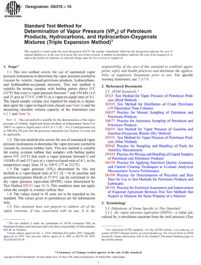 ASTM D6378-06 - Standard Test Method for Determination of Vapor ...