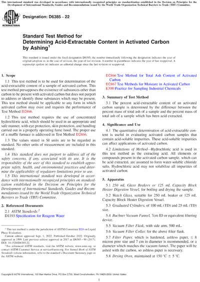 ASTM D6385-22 - Standard Test Method for Determining Acid-Extractable ...