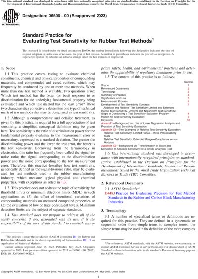 ASTM D6600-00(2023) - Standard Practice for Evaluating Test Sensitivity ...