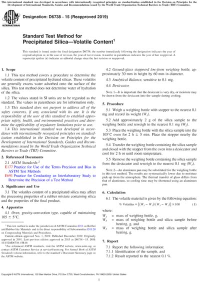 ASTM D6738-15(2019) - Standard Test Method for Precipitated Silica ...