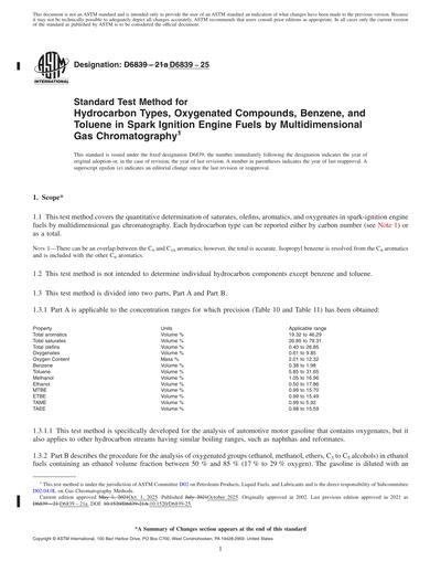 ASTM D6839-25 Red - Standard Test Method for Hydrocarbon Types ...