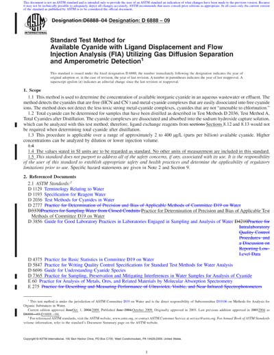 ASTM D6888-09 Red - Standard Test Method for Available Cyanide with ...