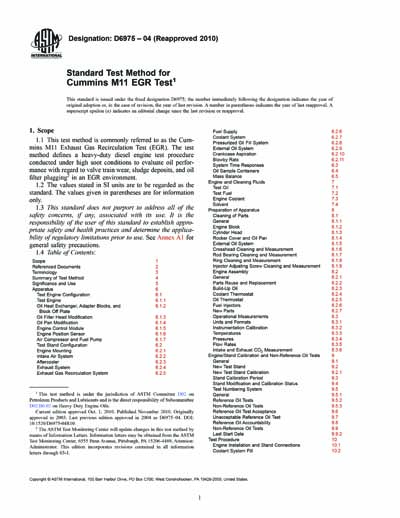 ASTM D6975-04 - Standard Test Method for Cummins M11 EGR Test