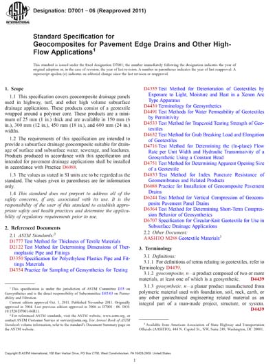 ASTM D7001-06(2011) - Standard Specification for Geocomposites for ...