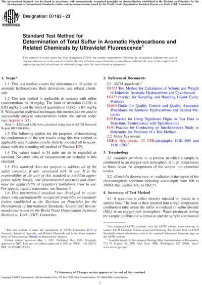 ASTM D7183-23 - Standard Test Method for Determination of Total Sulfur ...
