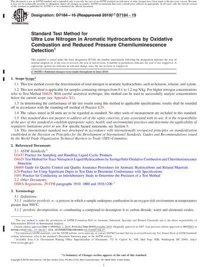 ASTM D7184-19 Red - Standard Test Method for Ultra Low Nitrogen in ...