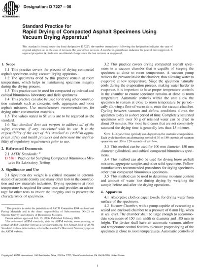 ASTM D7227-06 - Standard Practice for Rapid Drying of Compacted Asphalt ...