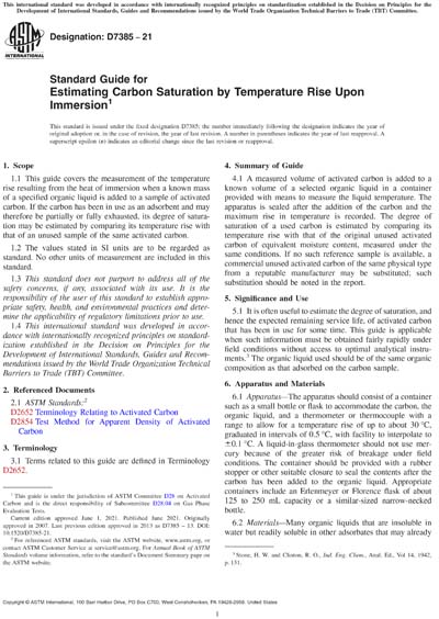 ASTM D7385-21 - Standard Guide for Estimating Carbon Saturation by ...