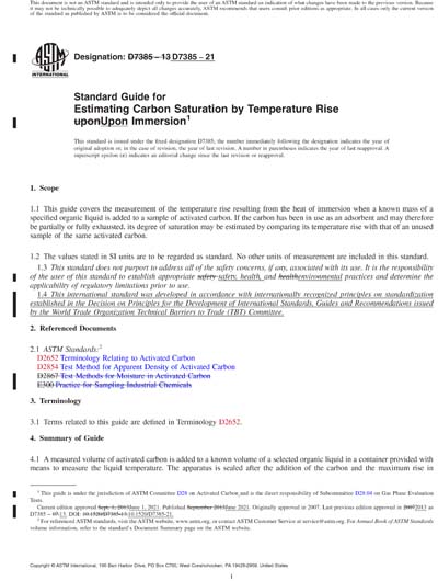 ASTM D7385-21 Red - Standard Guide for Estimating Carbon Saturation by ...