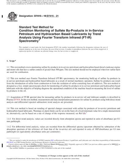 ASTM D7415-21 Red - Standard Test Method for Condition Monitoring of ...