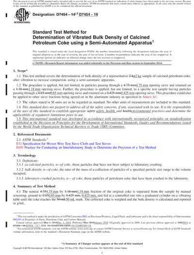 ASTM D7454-19 Red - Standard Test Method for Determination of Vibrated ...
