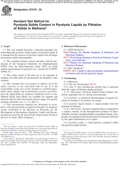 ASTM D7579-25 - Standard Test Method for Pyrolysis Solids Content in ...