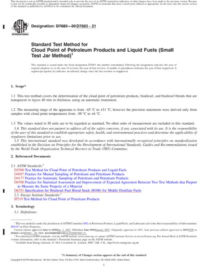ASTM D7683-21 Red - Standard Test Method for Cloud Point of Petroleum ...