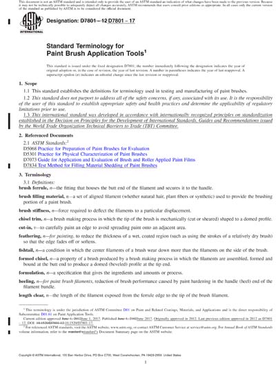 ASTM D7801-17 Red - Standard Terminology for Paint Brush Application ...