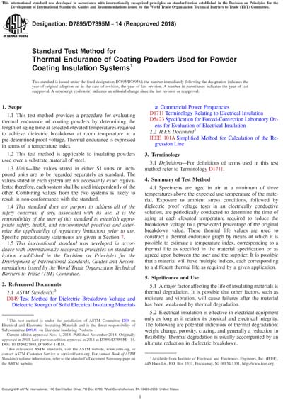 ASTM D7895/D7895M-14(2018) - Standard Test Method for Thermal Endurance ...