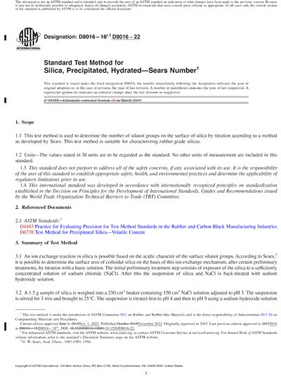 ASTM D8016-22 Red - Standard Test Method for Silica, Precipitated ...