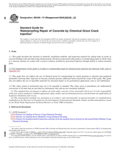 ASTM D8109-25 Red - Standard Guide for Waterproofing Repair of Concrete ...