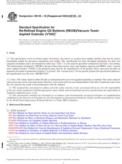 ASTM D8125-24 Red - Standard Specification for Re-Refined Engine Oil ...