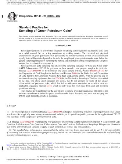 ASTM D8145-23a Red - Standard Practice for Sampling of Green Petroleum ...