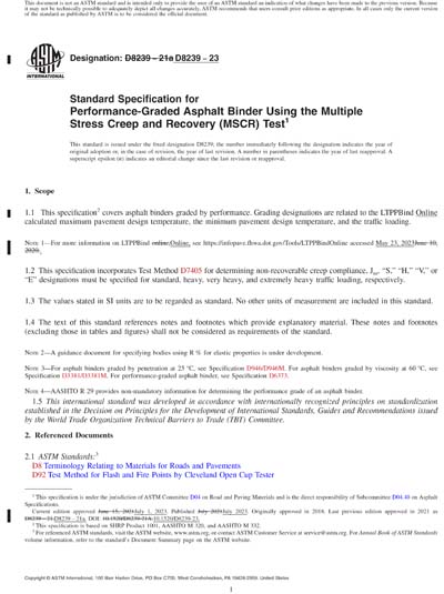 ASTM D8239-23 Red - Standard Specification for Performance-Graded ...