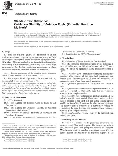 ASTM D873-02 - Standard Test Method for Oxidation Stability of Aviation ...