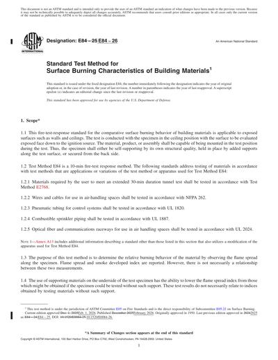 ASTM E84-26 Red - Standard Test Method for Surface Burning ...