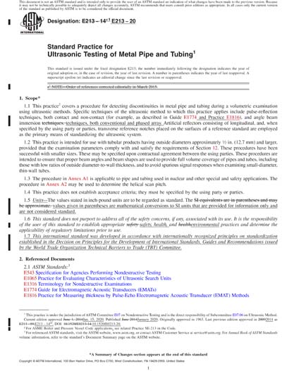 ASTM E213-20 Red - Standard Practice for Ultrasonic Testing of Metal ...