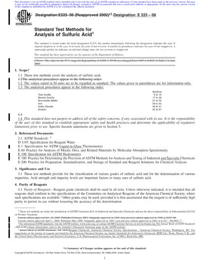 ASTM E223-08 Red - Standard Test Methods for Analysis of Sulfuric Acid ...