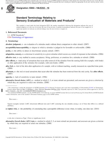 ASTM E253-16 Red - Standard Terminology Relating to Sensory Evaluation ...