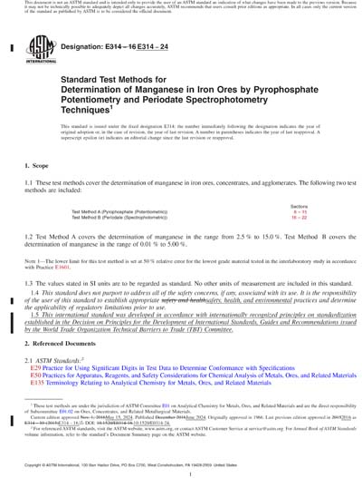 ASTM E314-24 Red - Standard Test Methods for Determination of Manganese ...