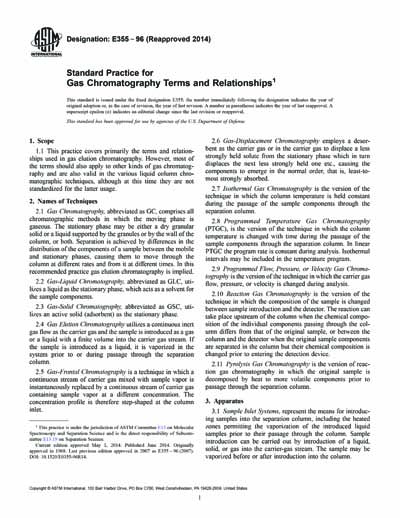 ASTM E355-96(2014) - Standard Practice for Gas Chromatography Terms and ...