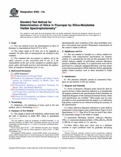 ASTM E463-14a - Standard Test Method for Determination of Silica in ...