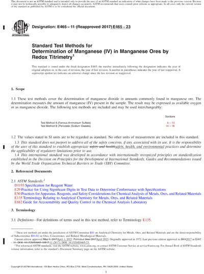 ASTM E465-23 Red - Standard Test Methods for Determination of Manganese ...