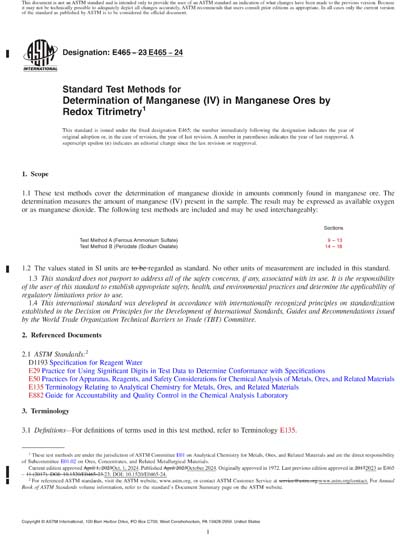 ASTM E465-24 Red - Standard Test Methods for Determination of Manganese ...
