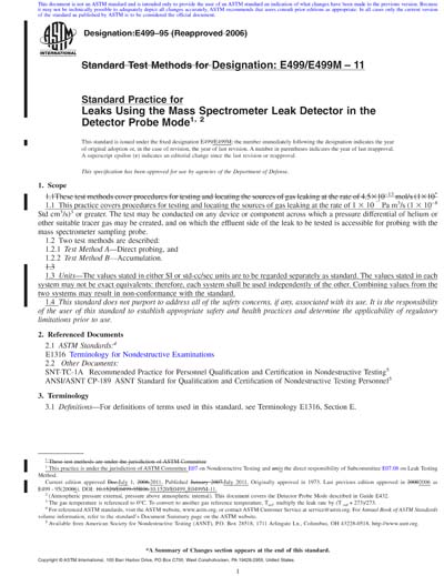 ASTM E499/E499M-11 Red - Standard Practice for Leaks Using the Mass ...
