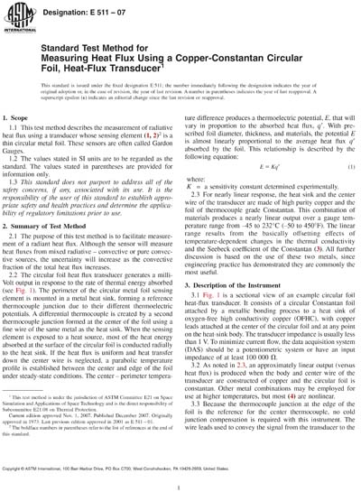 ASTM E511-07 - Standard Test Method for Measuring Heat Flux Using a ...