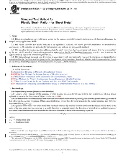 ASTM E517-18 Red - Standard Test Method for Plastic Strain Ratio r for ...