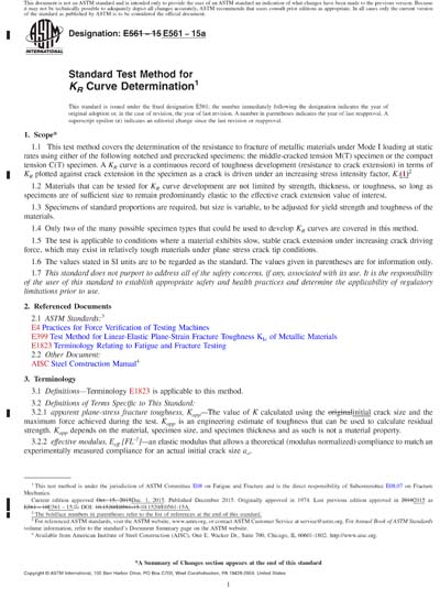 ASTM E561-15a Red - Standard Test Method for K R Curve Determination ...