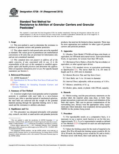 ASTM E728-91(2015) - Standard Test Method for Resistance to Attrition ...