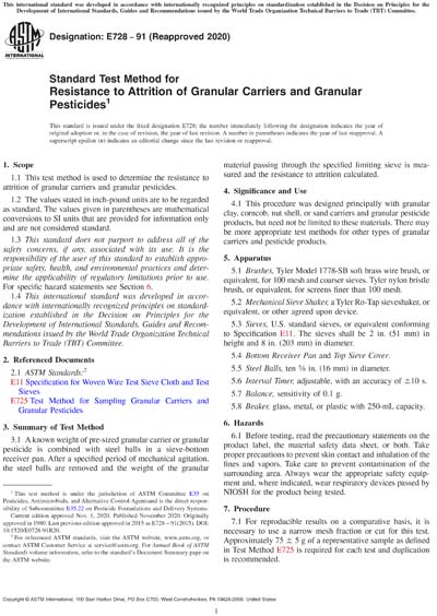 ASTM E728-91(2020) - Standard Test Method for Resistance to Attrition ...