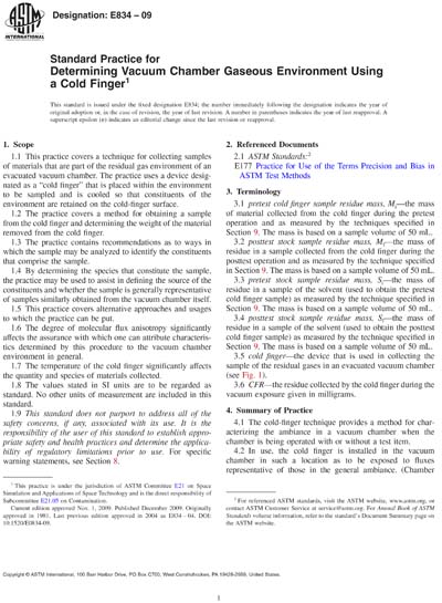 ASTM E834-09 - Standard Practice for Determining Vacuum Chamber Gaseous ...