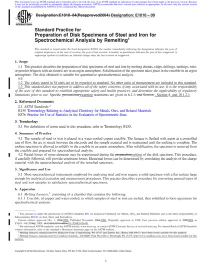 ASTM E1010-09 Red - Standard Practice for Preparation of Disk Specimens ...