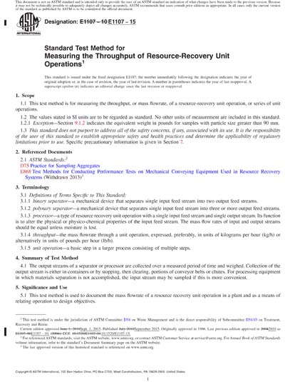ASTM E1107-15 Red - Standard Test Method for Measuring the Throughput ...