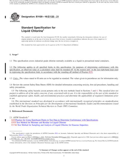 ASTM E1120-21 Red - Standard Specification for Liquid Chlorine ...