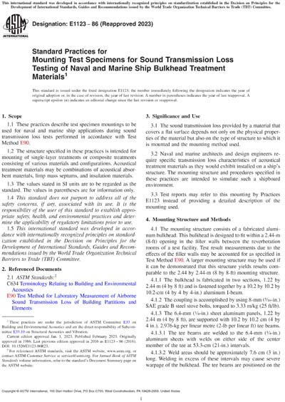 ASTM E1123-86(2023) - Standard Practices for Mounting Test Specimens ...